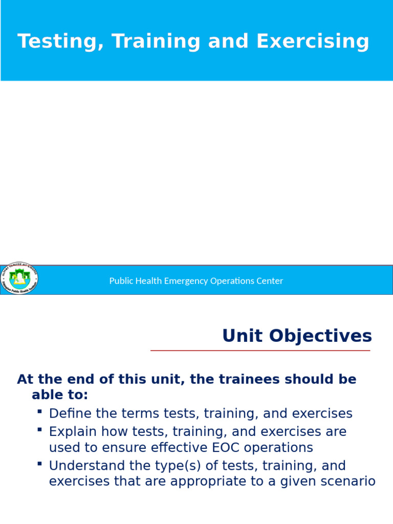 Testing Training and Exercising The EOC | PDF