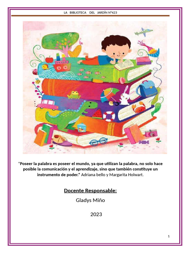 Biblioteca del Jardín N°423: Propuesta Educativa | PDF | Educación de ...