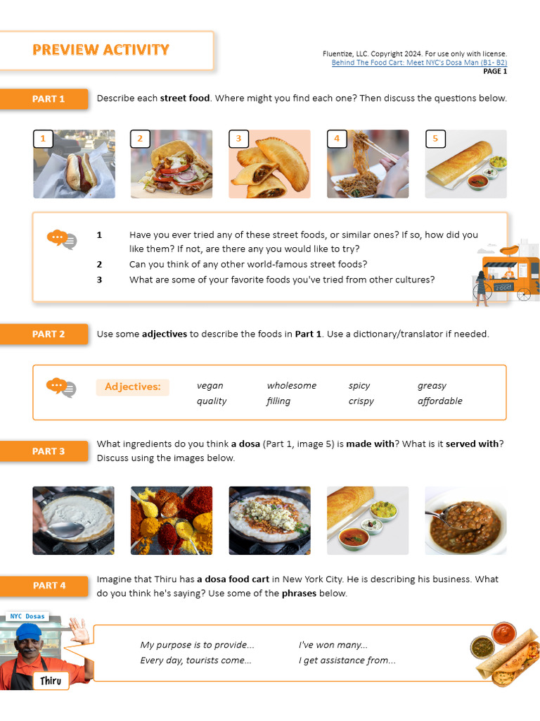 Behindthefoodcartmeetnycsdosaman Lessonplan | PDF | Western Cuisine | Foods