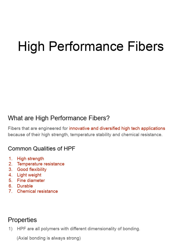 High Performance Fiber Types & Uses | PDF | Fibers | Polymers