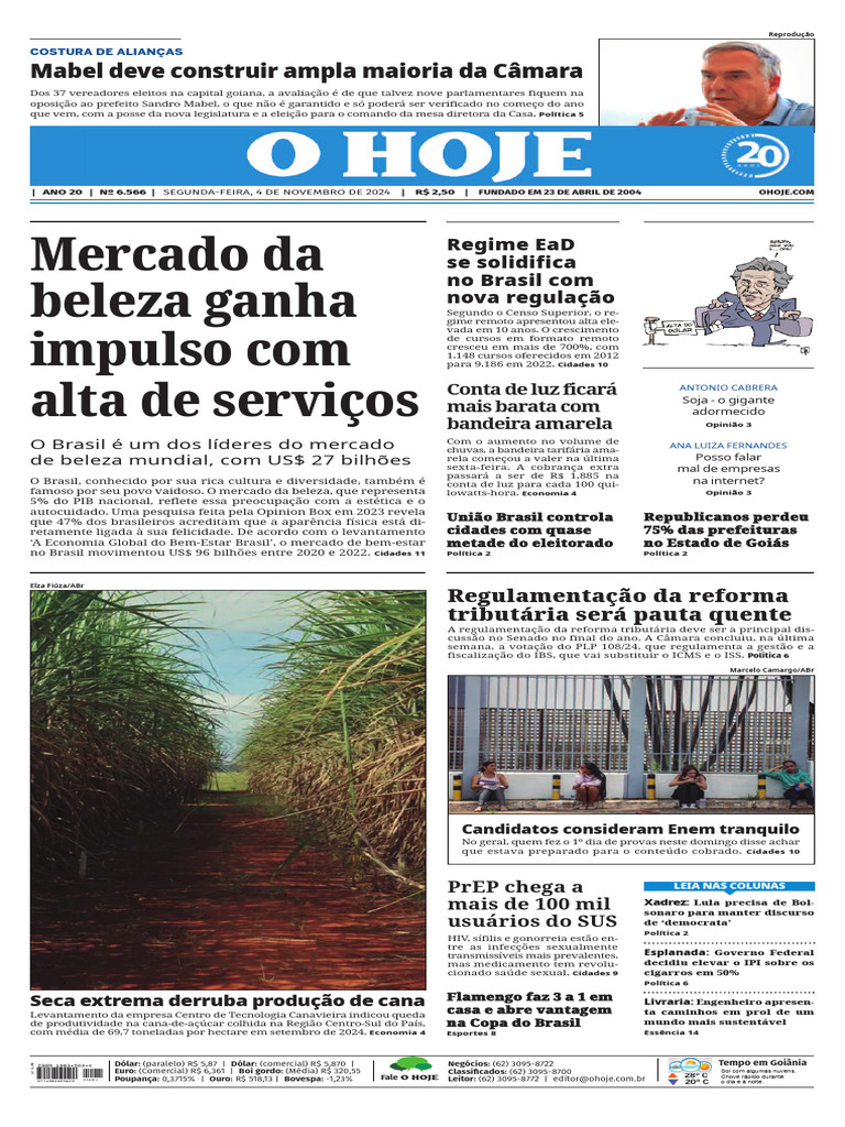 Edicao 6566 04 11 2024 Jornal o Hoje 1 4 | PDF | Difamação | Brasil