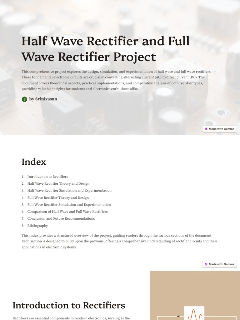 Half Wave Rectifier and Full Wave Rectifier Project | PDF | Rectifier ...
