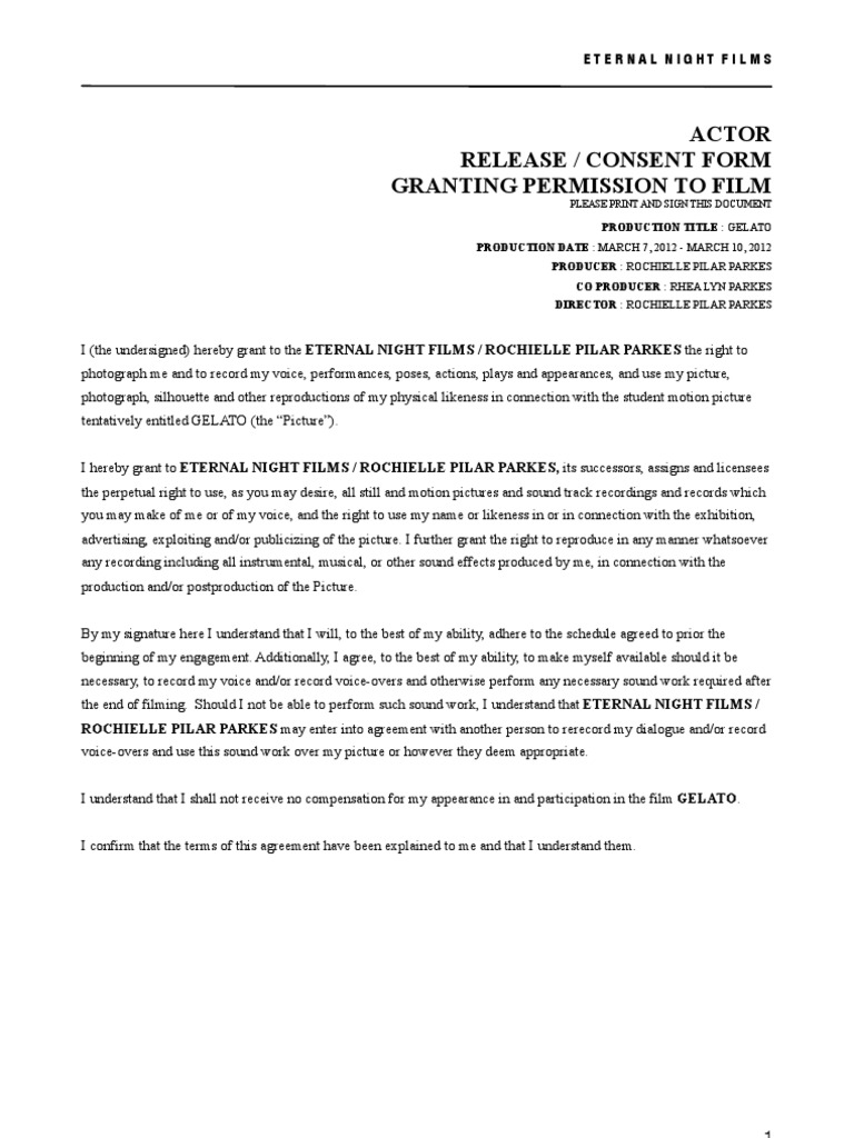 Actor Release Forms - Minor | PDF | Justice | Crime & Violence