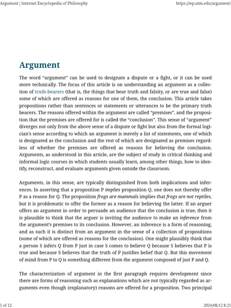 Understanding Arguments: Structure & Types | PDF | Argument | Deductive ...