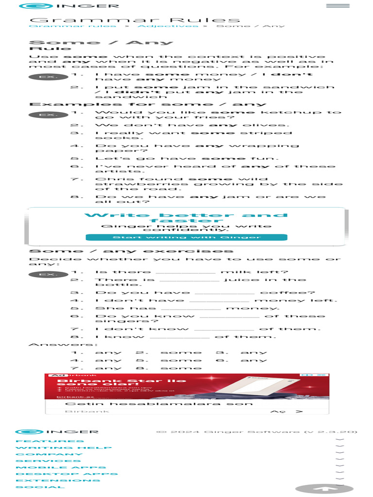 English Grammar Rules - Some Any | PDF