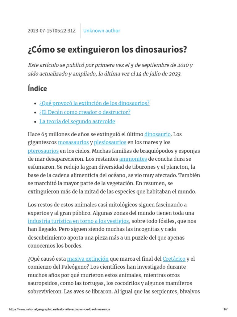¿Cómo Se Extinguieron Los Dinosaurios - National Geographic | PDF | Dinosaurios | Tierra