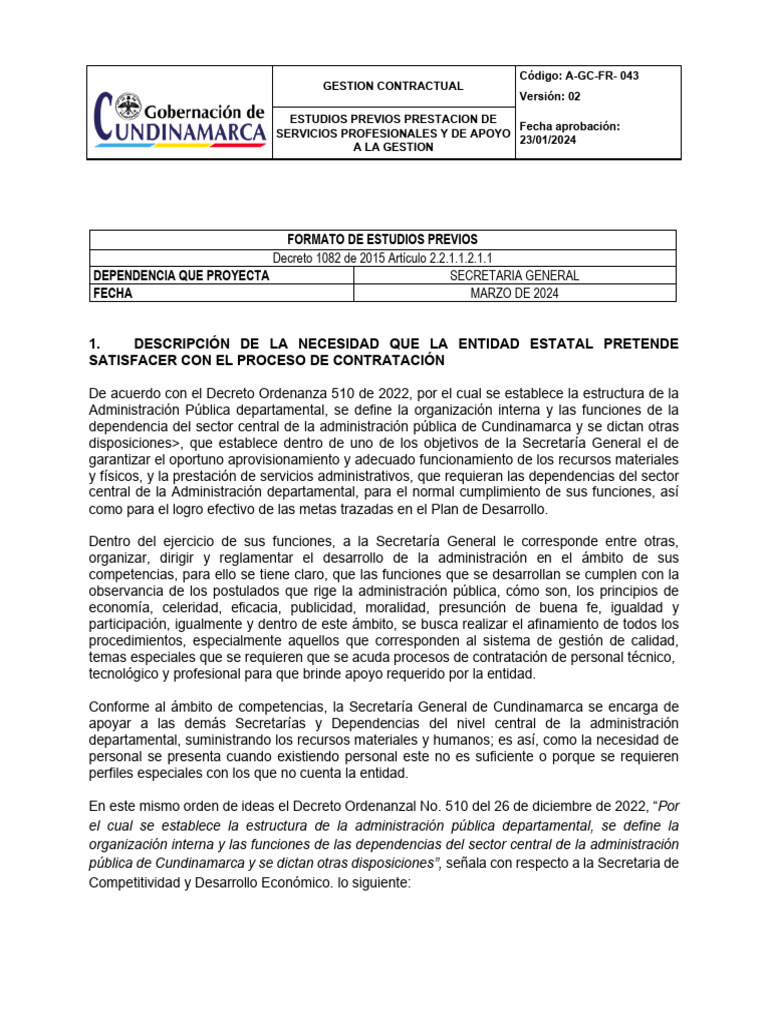 Estudio Previo Cto Sg-cps-234-2024 Cindy Juliette Marin Carrillo - FFF 2 | PDF | Pequeñas y ...