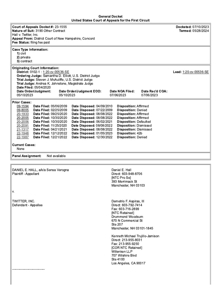 23-1555 Twitter Second Appeal Docket | PDF | Teaching Methods & Materials
