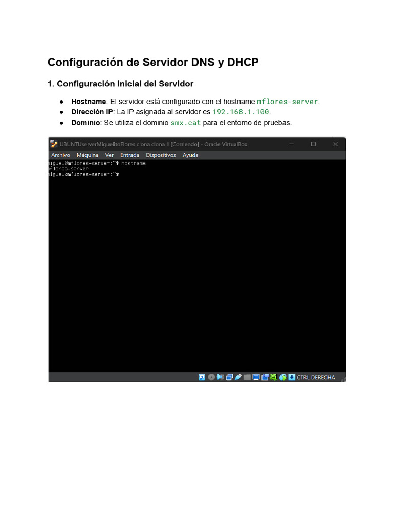 Configuración de Servidor DNS y DHCP (1) (1) | PDF | Dirección IP | sistema de nombres de dominio
