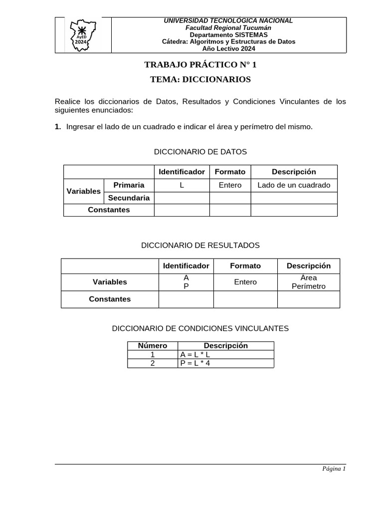 TP Numero 1 2024 | PDF | Algoritmos | Pi