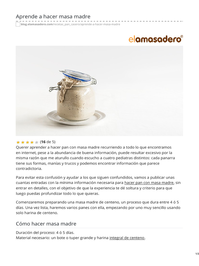 Aprende A Hacer Masa Madre | PDF | De masa fermentada | Panes