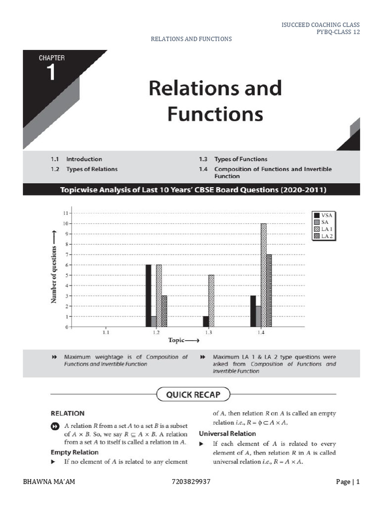 1 - Relation and Functions - Pybq - Qa | PDF