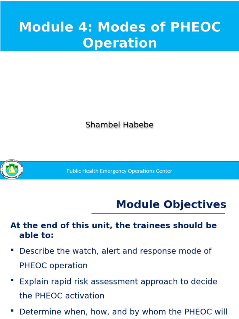 Module 4 - Modes of PHEOC Operation | PDF | Emergency Management | Safety
