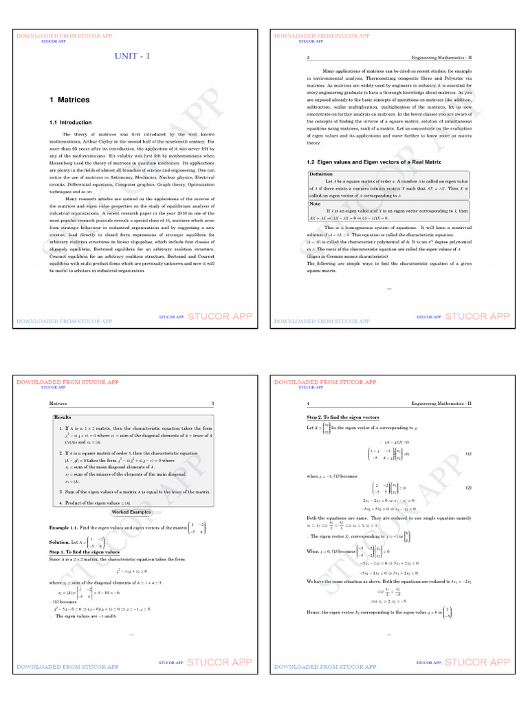 MA8251 Engineering Mathematics 2 | PDF | Eigenvalues And Eigenvectors | Matrix (Mathematics)
