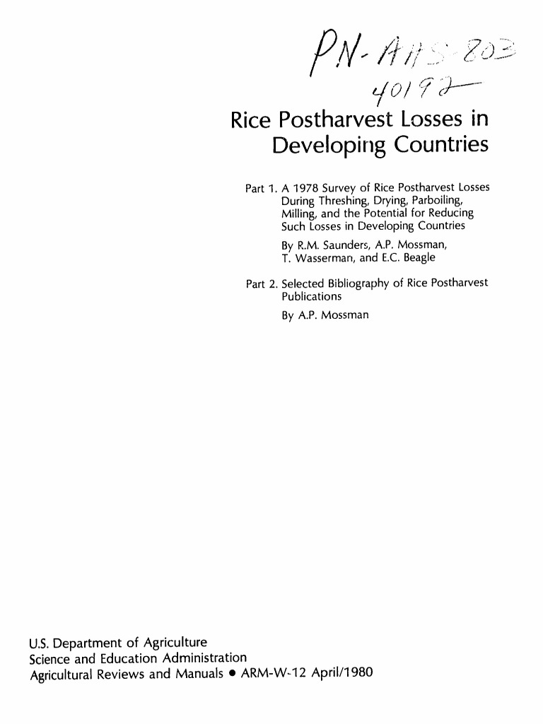 Post Harvest Losses | PDF | Rice | Agriculture