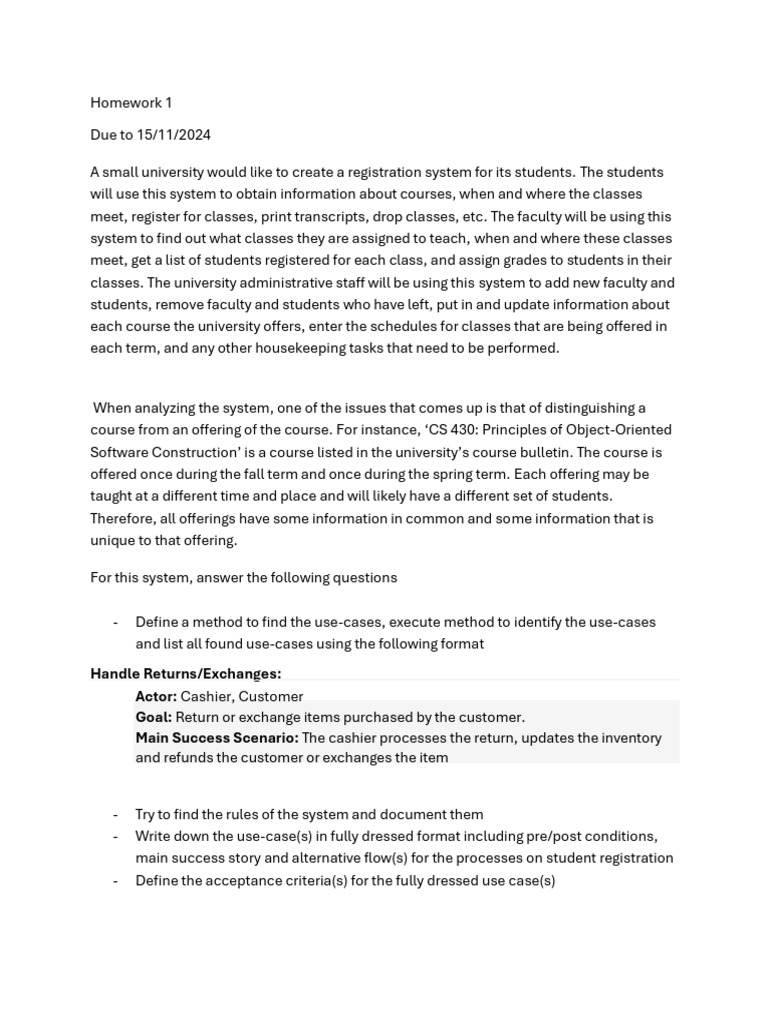 Homework 1 | PDF | Use Case | Computer Science