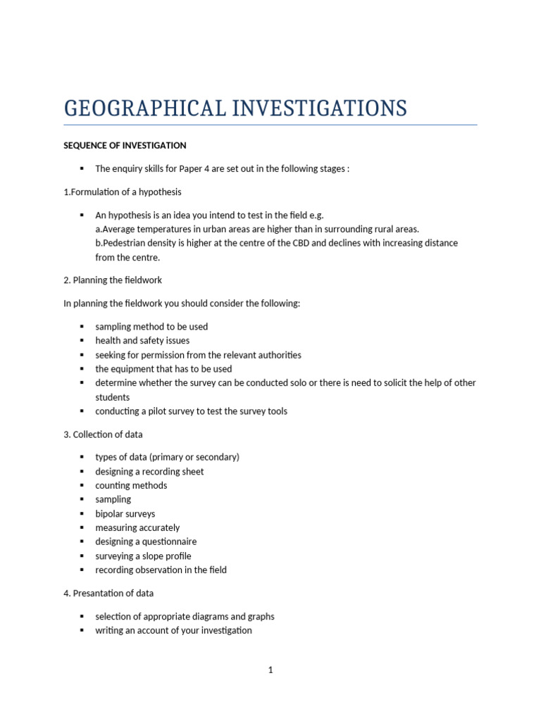 Geographical Investigations | PDF | Sampling (Statistics) | Chart