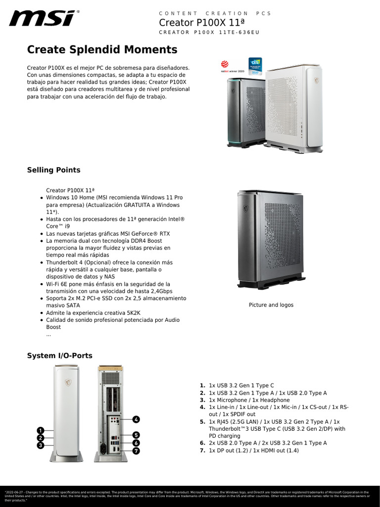 Creator P100X 11TE-636EU | PDF | Usb | Solid State Drive