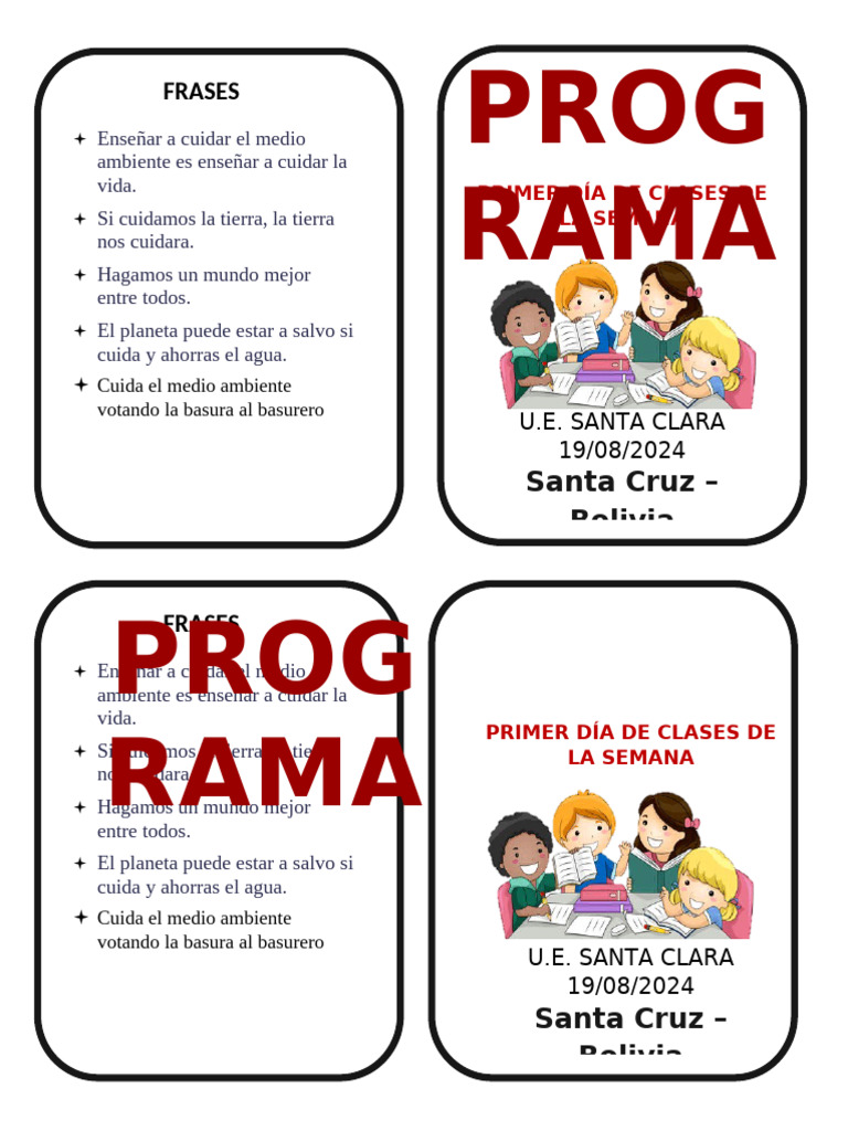 Programa Primer Dia de Clases de La Semana | PDF