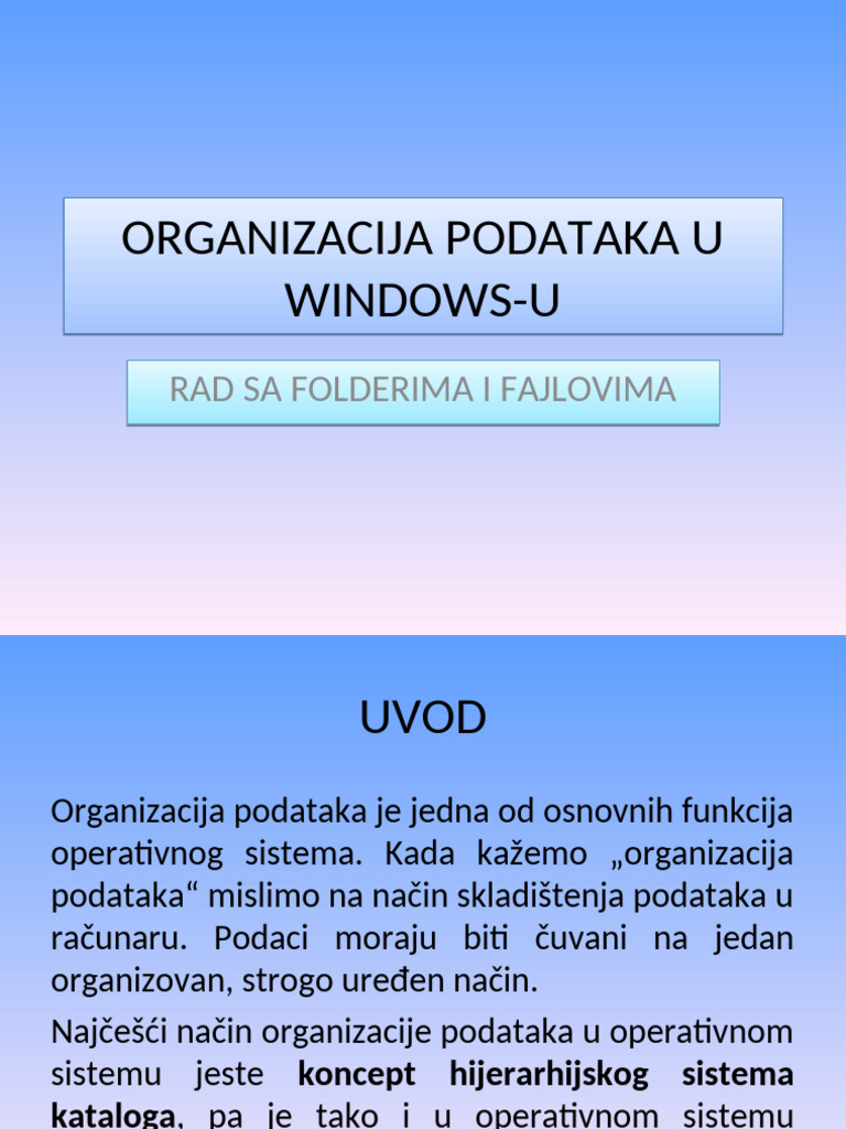 Organizacija Podataka U Windows-U | PDF
