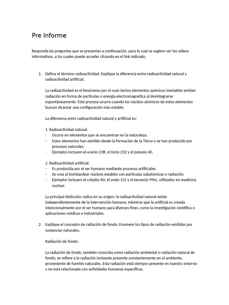Pre Informe 5 Radioactividad | PDF | Desintegración radioactiva | Neutrón