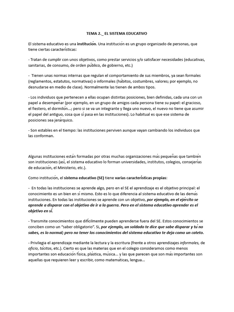 TEMA 2_ SOCIOLOGÍA | PDF | Institución | Desigualdad social