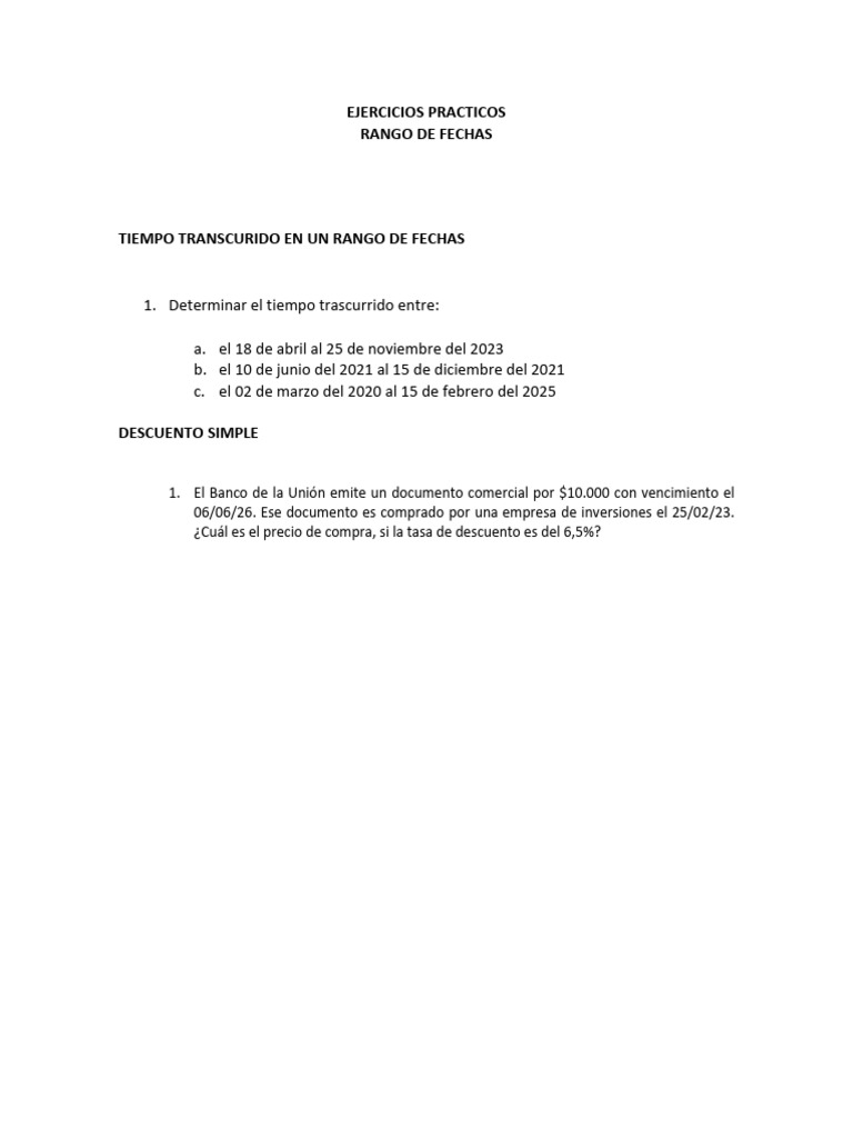 Ejercicios Practicos_rango de Fechas | PDF