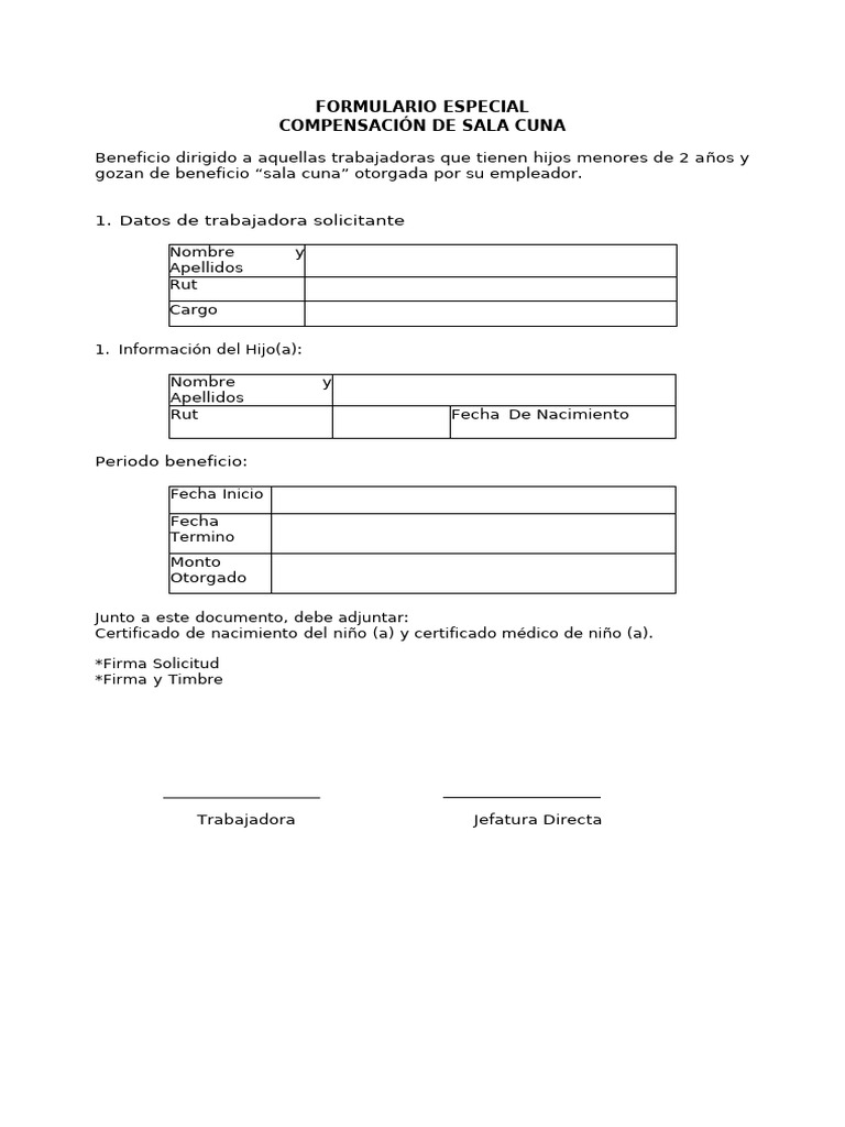 Beneficio Bono Compensatorio Sala Cuna | PDF