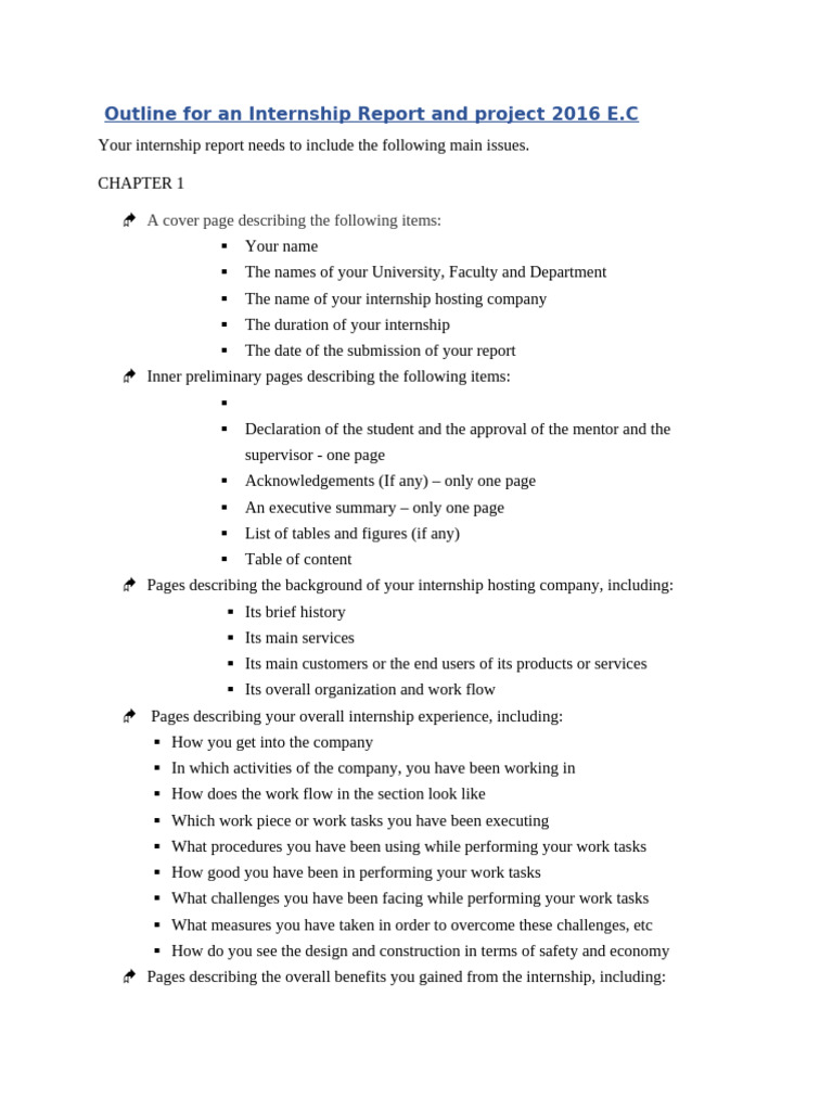 Outline For An Internship Report and Project | PDF | Career & Growth