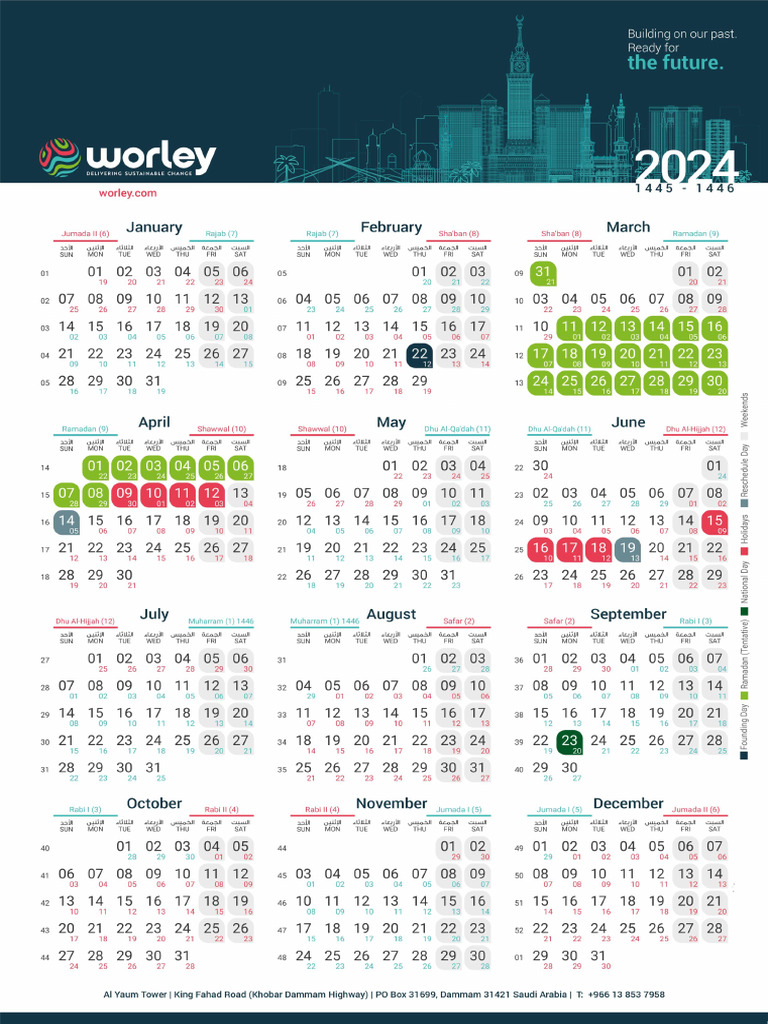 Saudi Calendar - Worley2024 | PDF