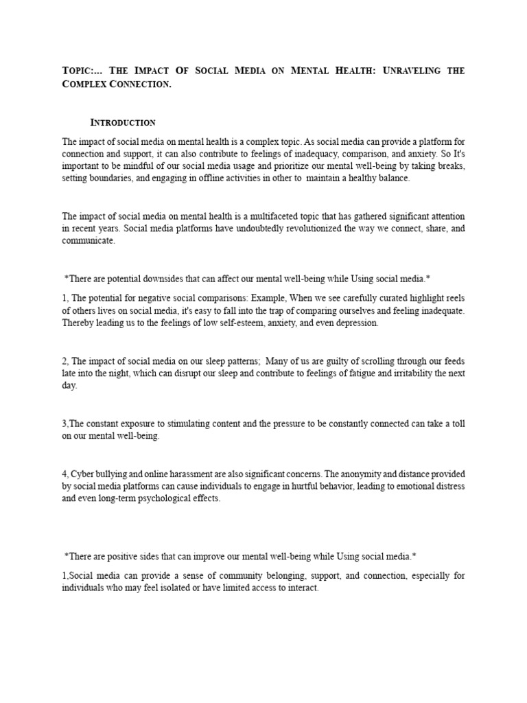 The Impact of Social Media On Mental Health Unraveling The Complex ...