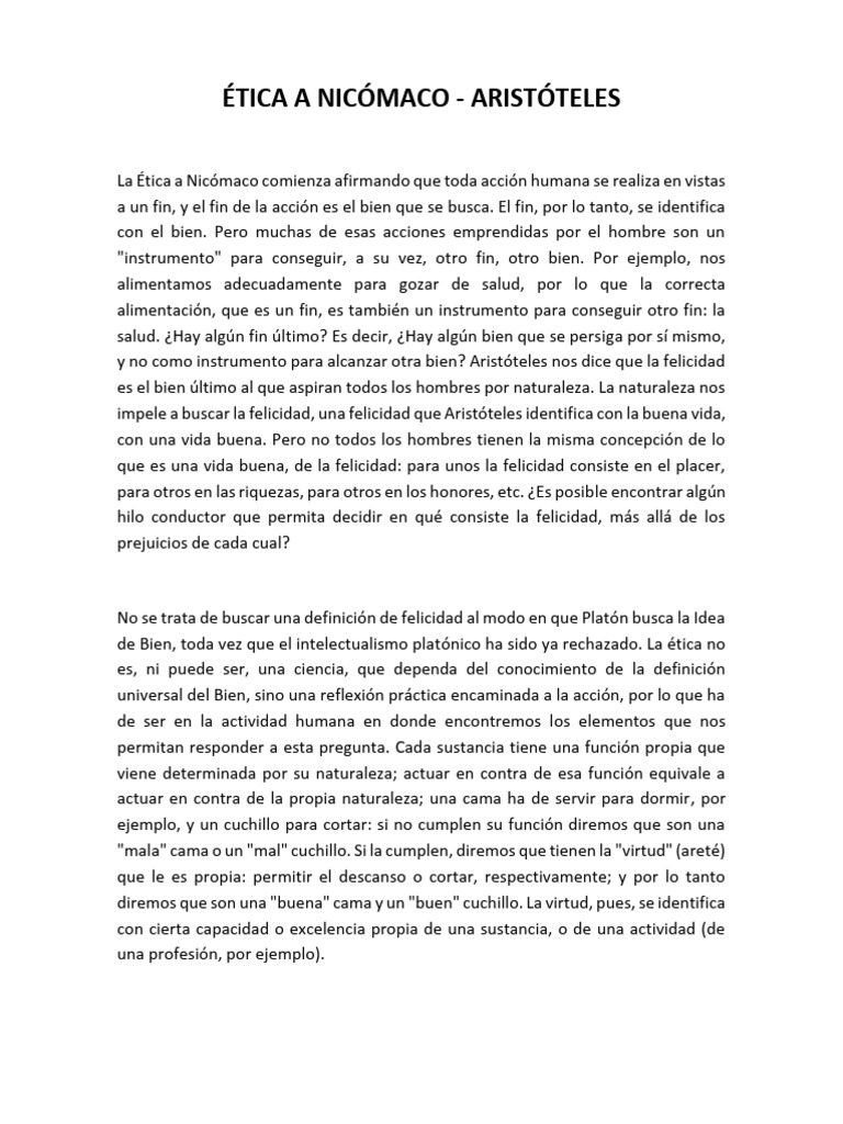 Ética A Nicómaco - Aristóteles - 6C | PDF
