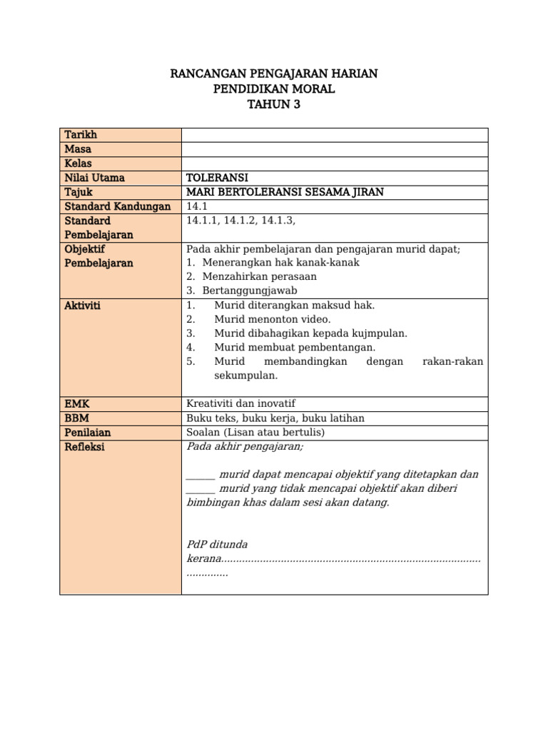 Lesson Plan Pend. Moral | PDF