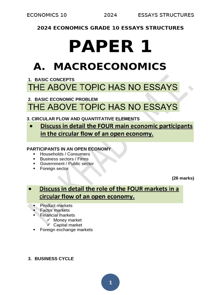 2024 Economics Grade 10 Essays Structures | PDF | Economics | Monopoly
