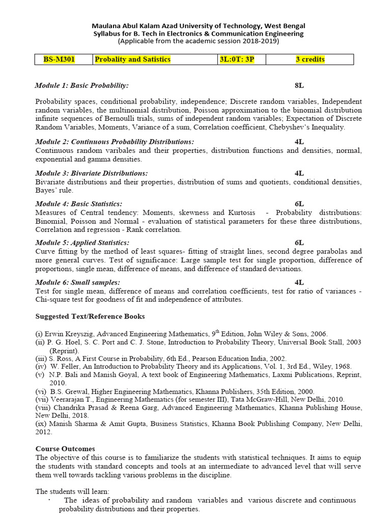 ECE_3rd Sem_Math | PDF | Probability Distribution | Poisson Distribution