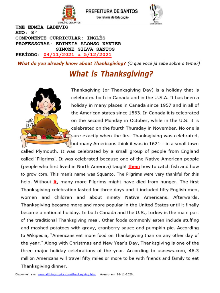 Thanksgiving Overview and Activities Guide | PDF | November Observances ...