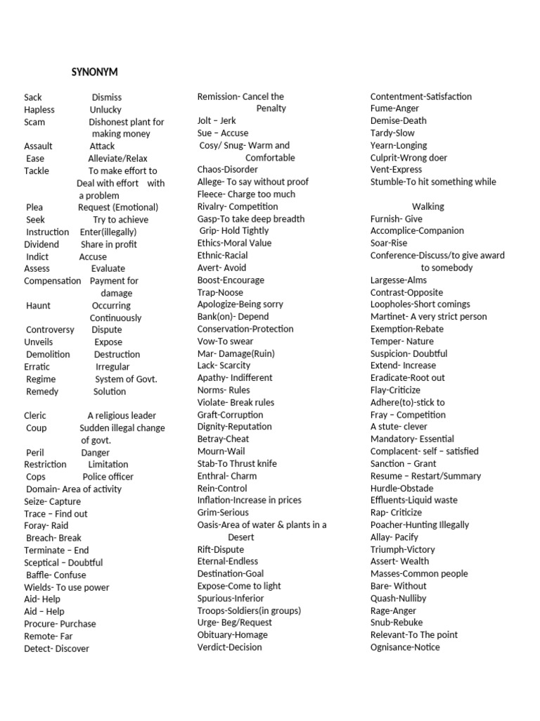 Comprehensive Synonym Guide | PDF