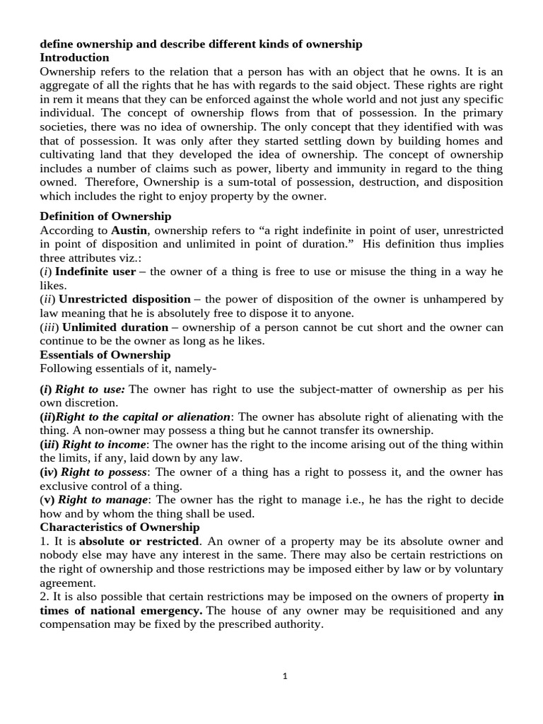 Defining and Classifying Ownership | PDF | Ownership | Concurrent Estate