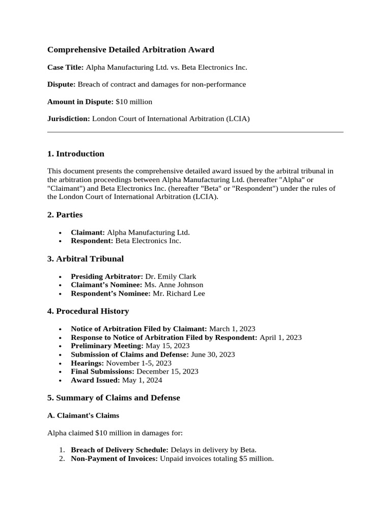 Comprehensive Detailed Arbitration Award | PDF | Arbitration | Software ...