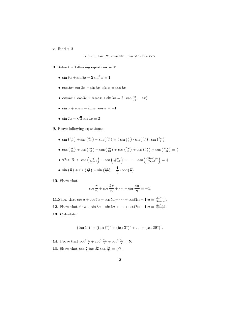 Trigo Problems Olympiad Mix | PDF | Trigonometric Functions | Triangle