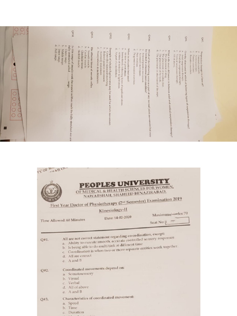 2nd Sem Kine BCQs Pumhs | PDF