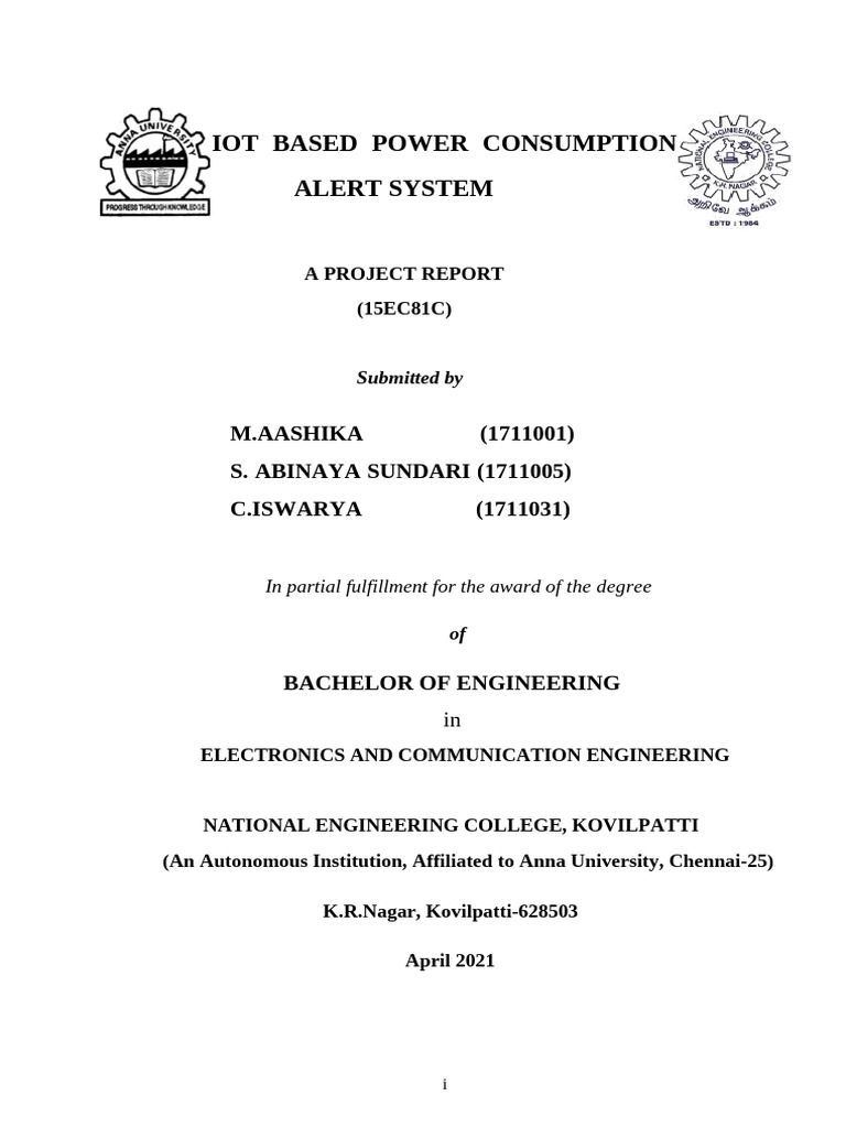 Batch A7-Iot Based Power Consumption Alert System (FINAL) .. | PDF | Rectifier | Power Supply