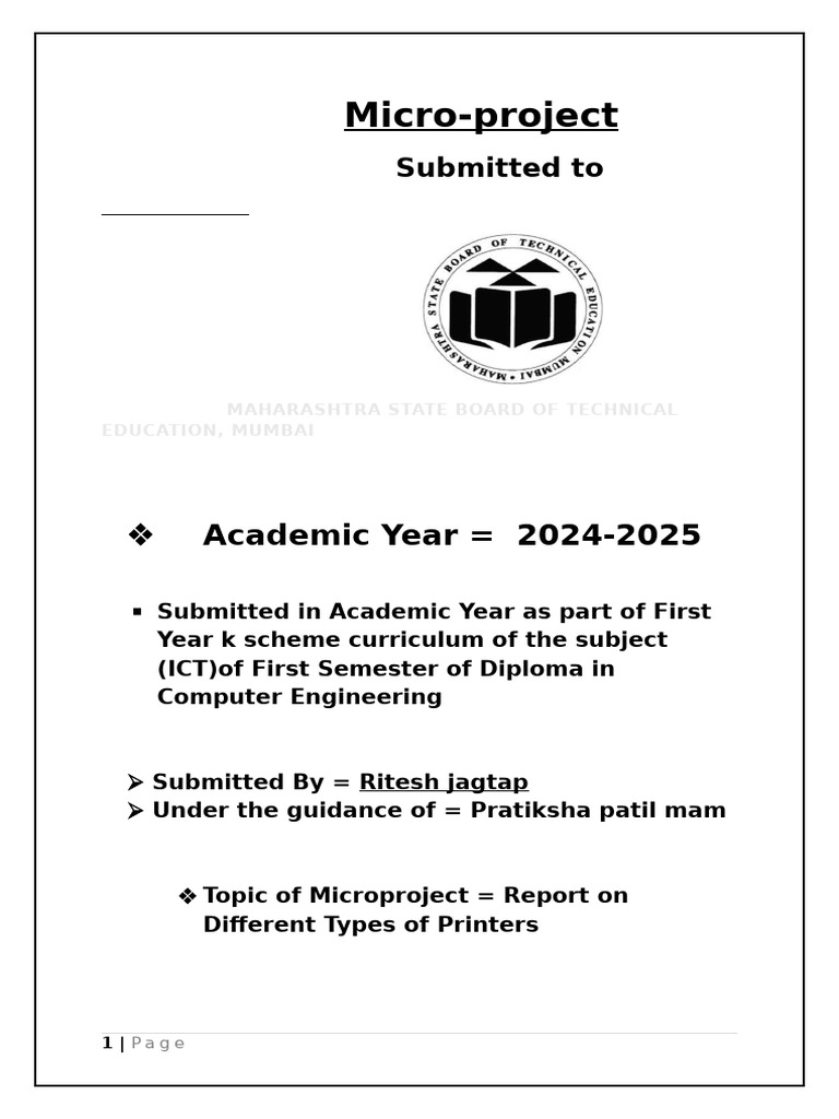 Ritesh12 Ict Microproject Report | PDF | Printer (Computing) | Photocopier
