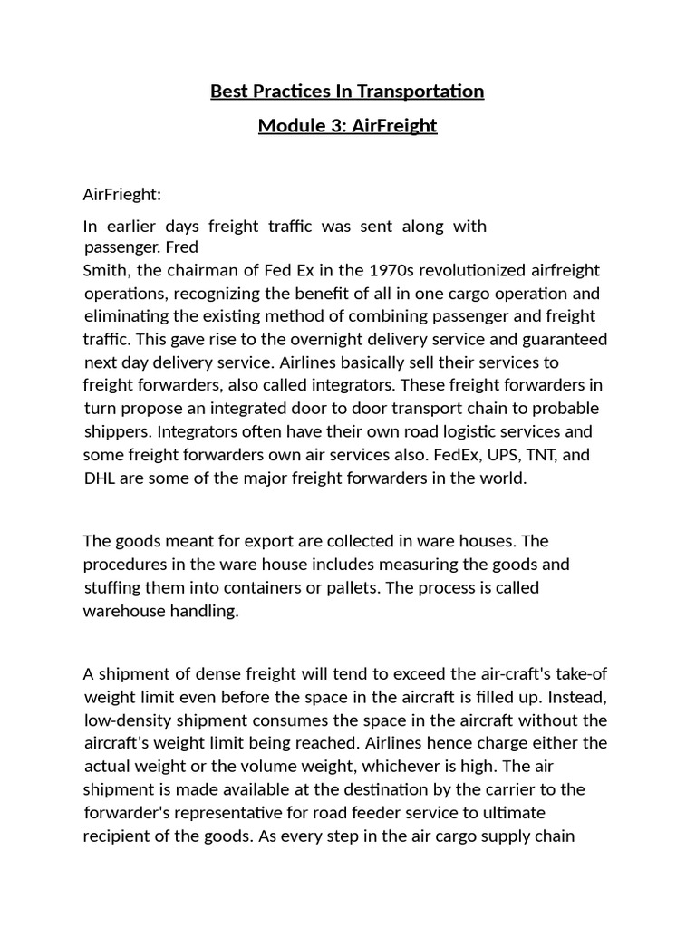 Best Practices In Transportation Unit 3 Pdf Cargo Containerization