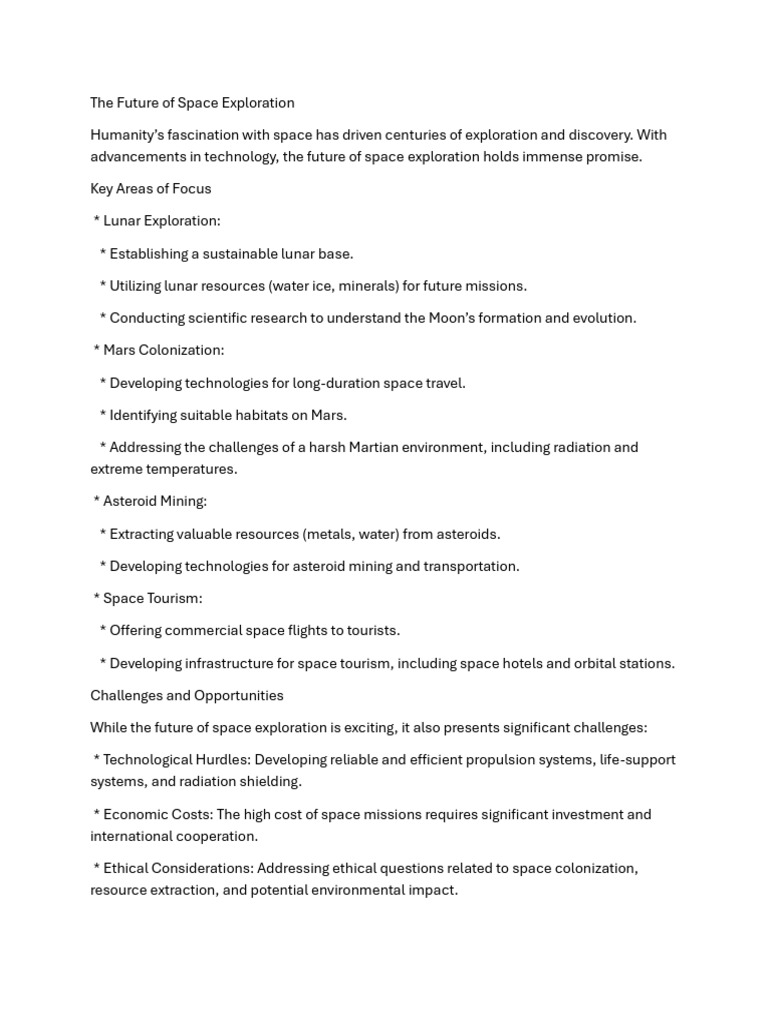 Future of Space Exploration Trends | PDF | Science & Mathematics