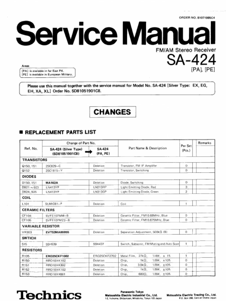 Technics Sa-424 | PDF