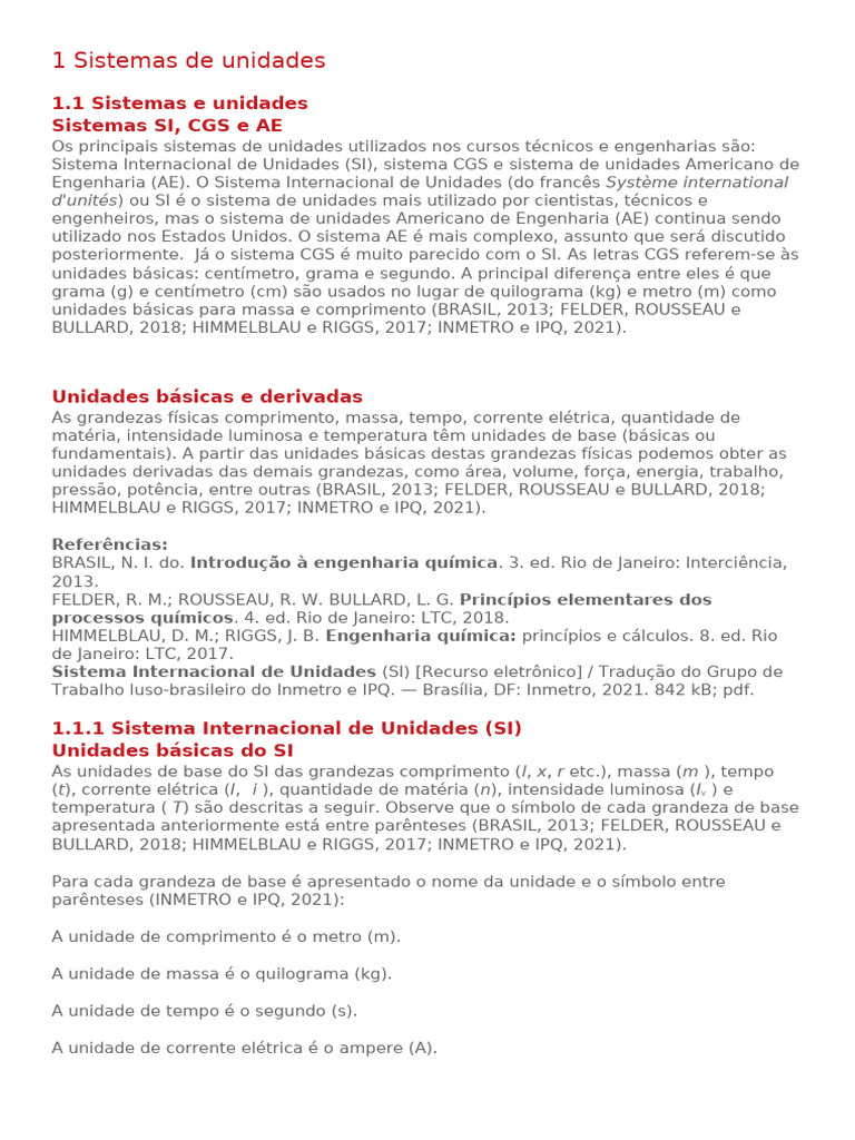 Sistemas de Unidades, Conversões e Análise Dimensional | PDF | Sistema ...