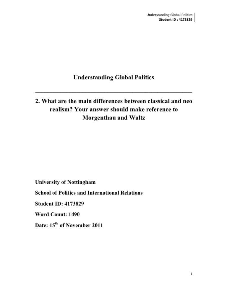 Final Understanding Global Politics Essay | PDF | International ...