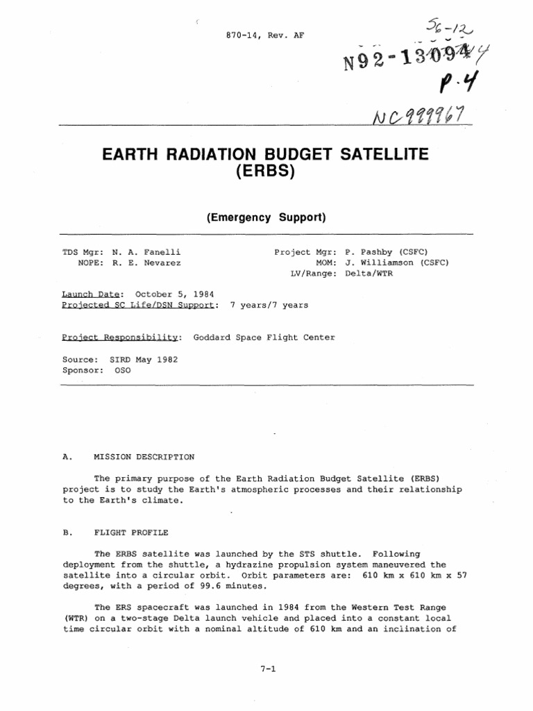 Earth Radiation Budget Satellite | PDF | Nasa Deep Space Network ...