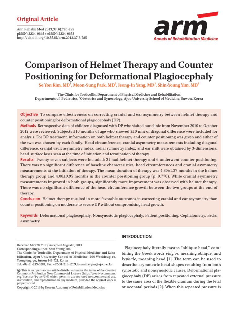 2013 - Comparison of Helmet Therapy and Counter Positioning For ...